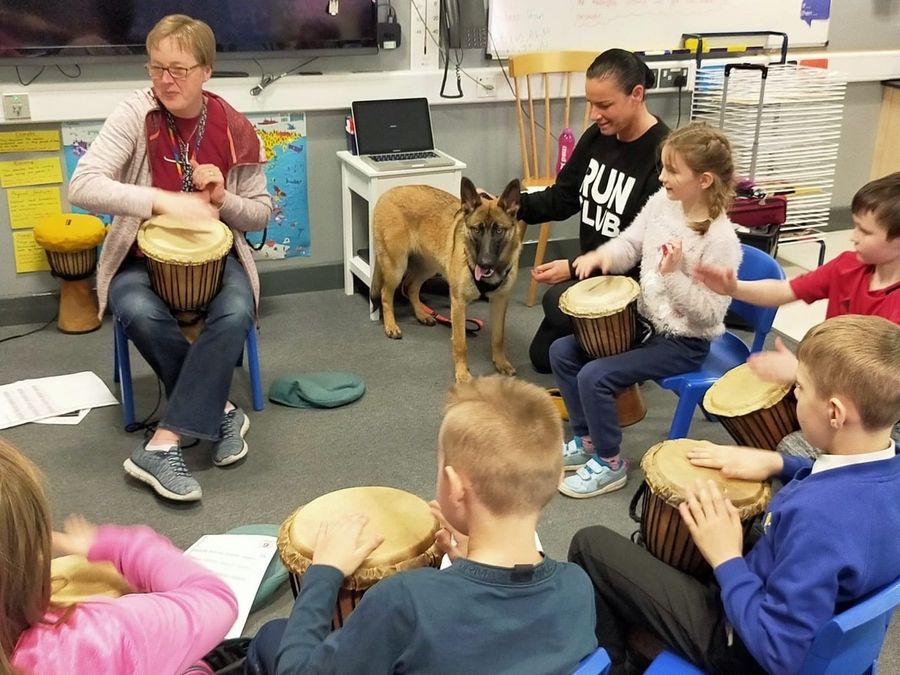 Bewsey Lodge Academy - African drums in a y4 music lesson